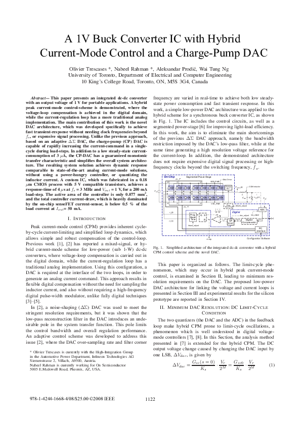 (PDF) A 1V buck converter IC with hybrid current-mode control and a ...
