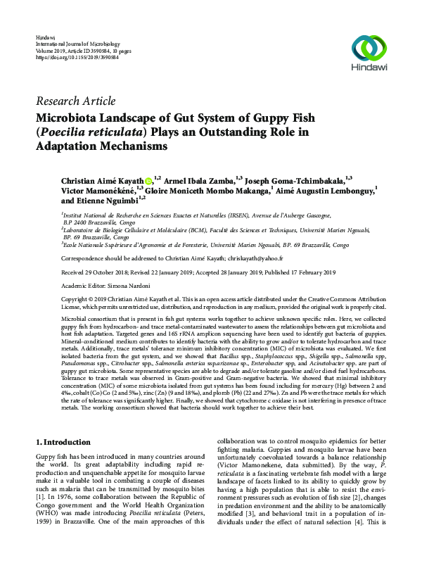 (PDF) Microbiota Landscape of Gut System of Guppy Fish (Poecilia ...