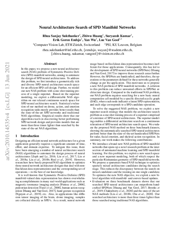 (PDF) Neural Architecture Search of SPD Manifold Networks