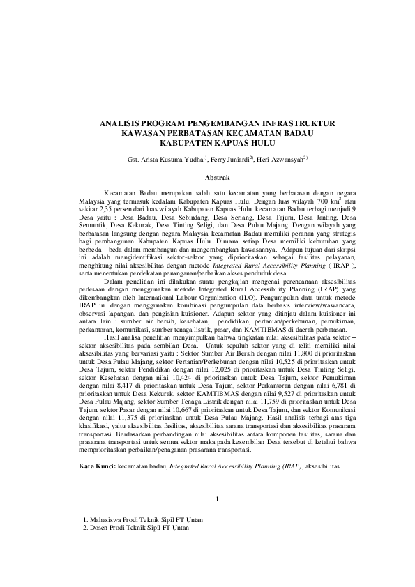 (PDF) Analisis Program Pengembangan Infrastruktur Kawasan Perbatasan ...