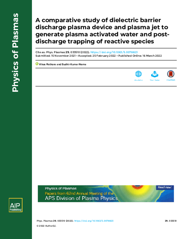 (PDF) A comparative study of dielectric barrier discharge plasma device ...