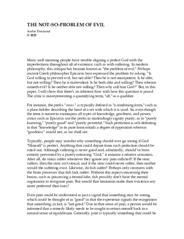 (PDF) The Not-So-Problem Of Evil