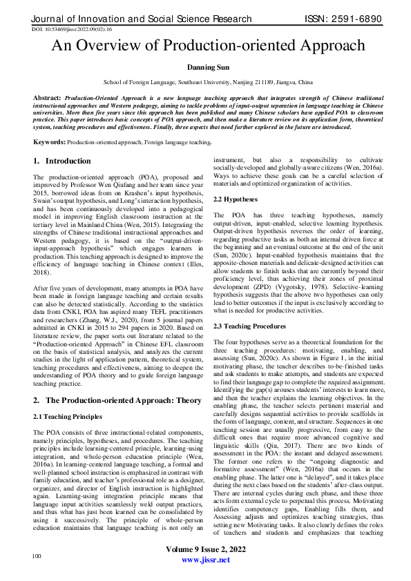 Pdf An Overview Of Production Oriented Approach
