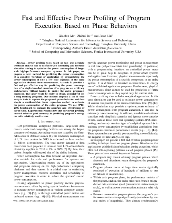 (PDF) Fast and effective power profiling of program execution based on phase behaviors
