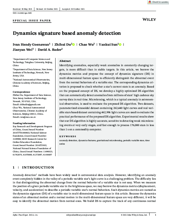 (PDF) Dynamics signature based anomaly detection