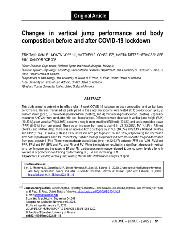 (PDF) Changes in vertical jump performance and body composition before ...