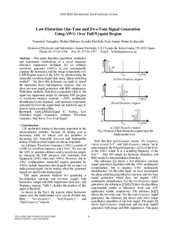 (PDF) Low-Distortion One-Tone and Two-Tone Signal Generation Using AWG ...