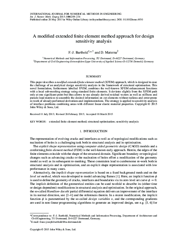 Pdf A Modified Extended Finite Element Method Approach For Design