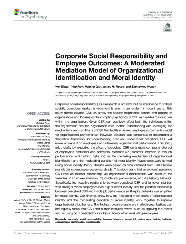 (PDF) Corporate social responsibility and employee commitment