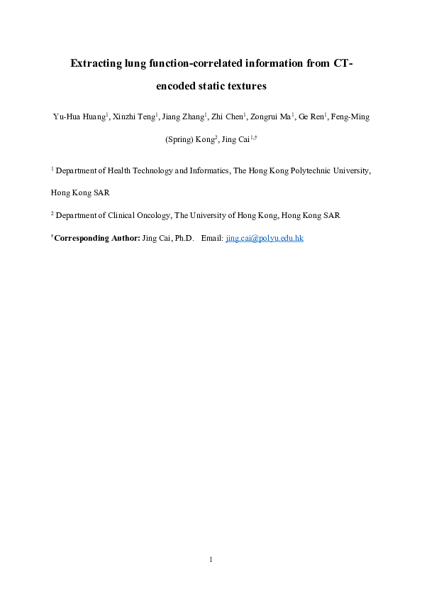 (PDF) Extracting lung function-correlated information from CT-encoded static textures