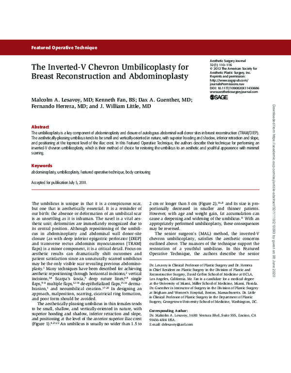 (PDF) The Inverted-V Chevron Umbilicoplasty for Breast Reconstruction ...