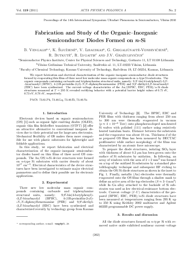 (PDF) Fabrication and Study of the Organic-Inorganic Semiconductor ...