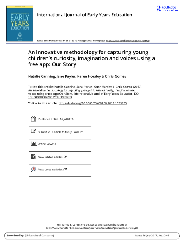 (PDF) An innovative methodology for capturing young children’s ...