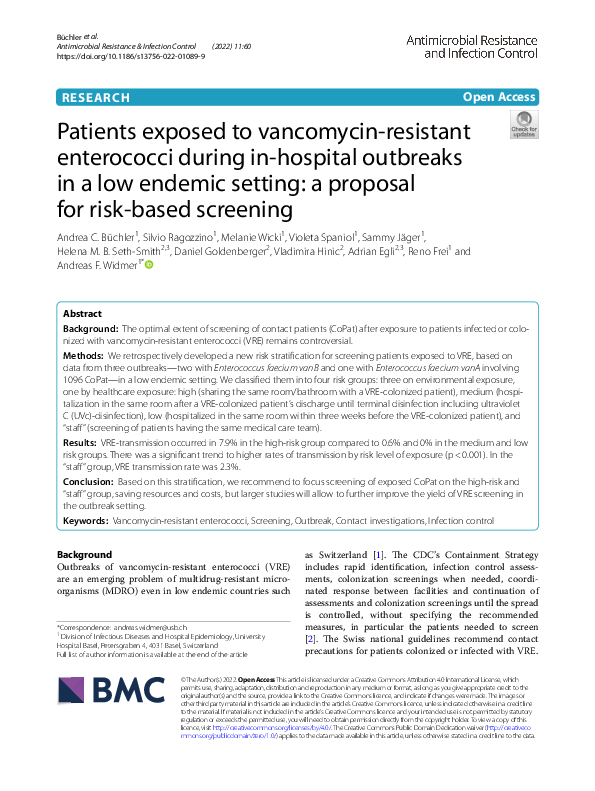 (PDF) Patients exposed to vancomycin-resistant enterococci during in ...