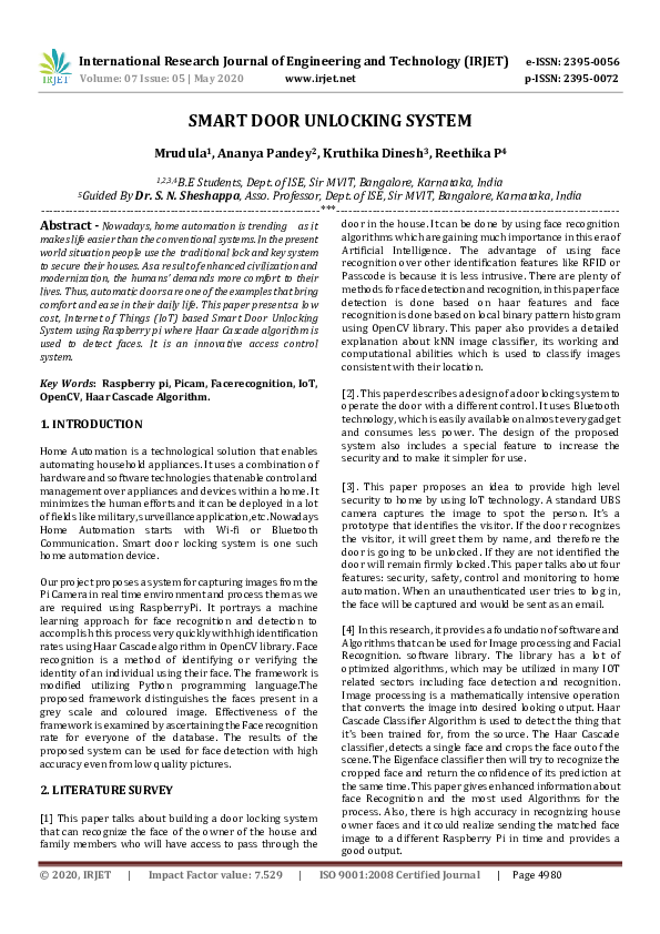 (PDF) Smart Door Unlocking System