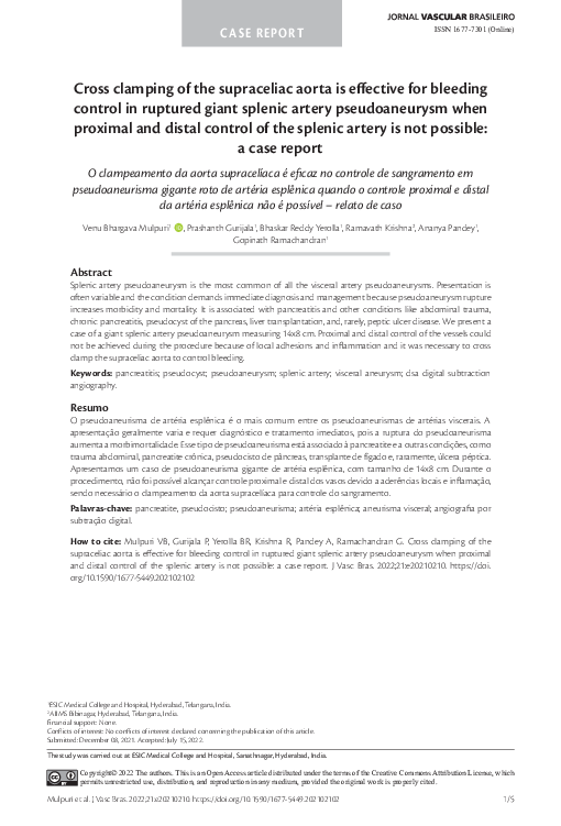 (PDF) Cross clamping of the supraceliac aorta is effective for bleeding ...
