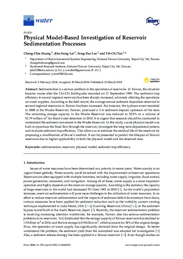 (PDF) Physical Model-Based Investigation of Reservoir Sedimentation ...