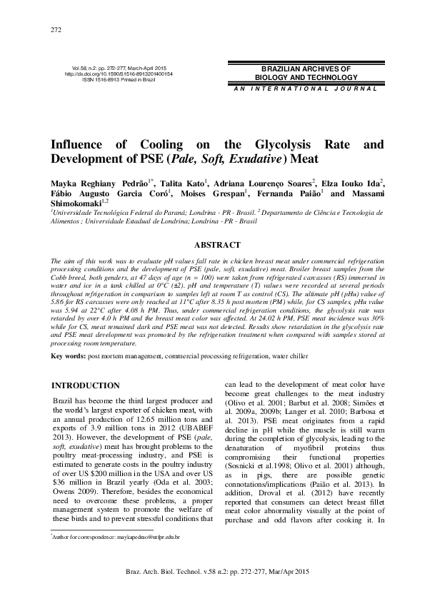 (PDF) Influence of Cooling on the Glycolysis Rate and Development of ...