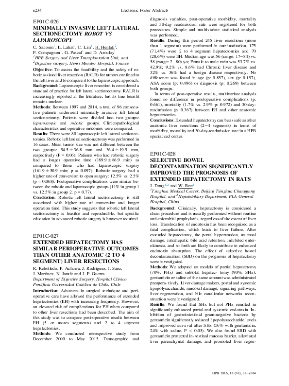 (PDF) Minimally invasive left lateral sectionectomy robot vs laparoscopy