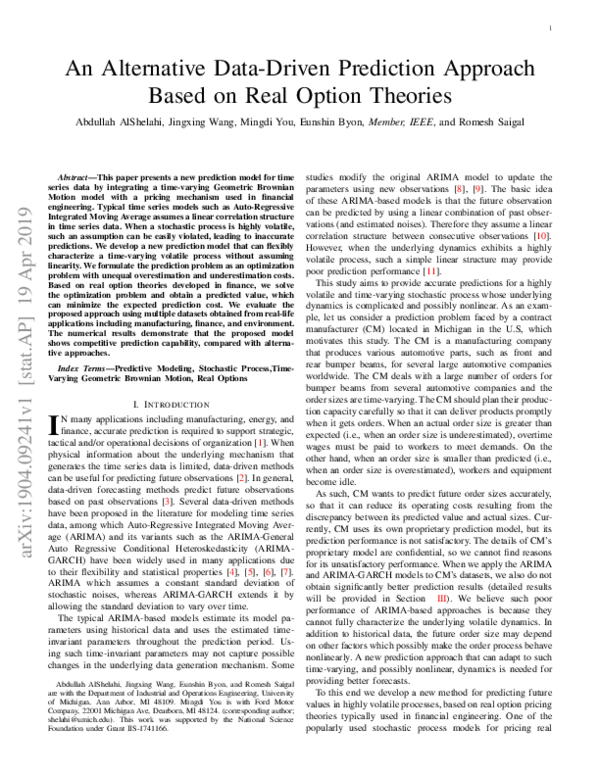 (PDF) An Alternative Data-Driven Prediction Approach Based on Real Option Theories