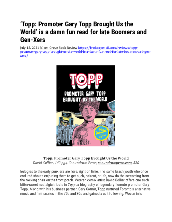 (PDF) 'Topp: Promoter Gary Topp Brought Us the World' is a damn fun ...