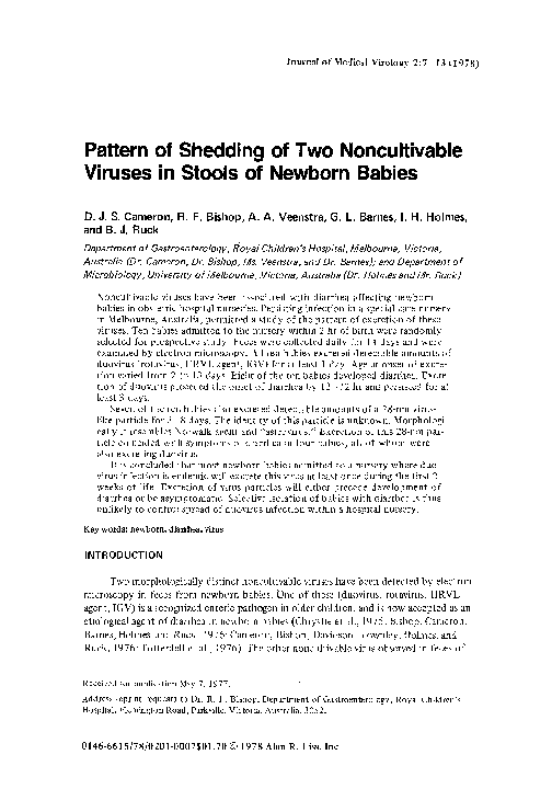 (PDF) Pattern of shedding of two noncultivable viruses in stools of ...
