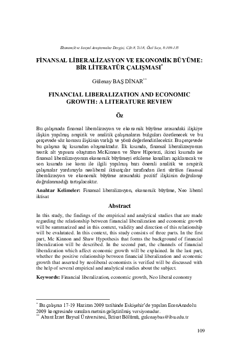 (PDF) Financial Liberalization and Economic Growth: A Literature Review