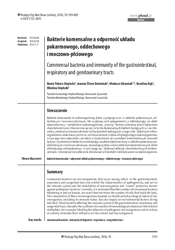 (PDF) Commensal bacteria and immunity of the gastrointestinal ...