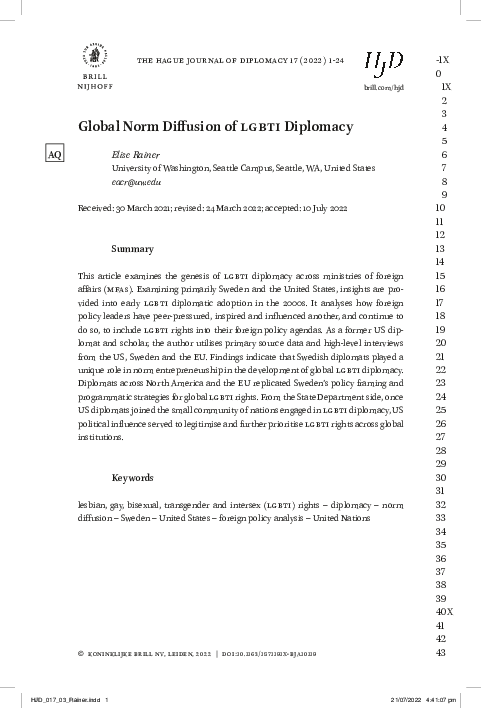 (PDF) Global Norm Diffusion of LGBTI Diplomacy