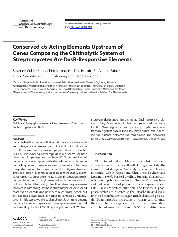 (PDF) Conserved cis-Acting Elements Upstream of Genes Composing the Chitinolytic System of ...