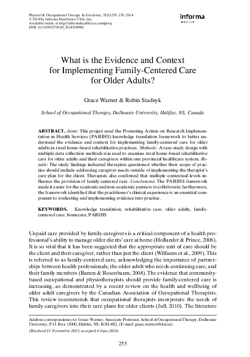 (PDF) What is the Evidence and Context for Implementing Family-Centered Care for Older Adults?