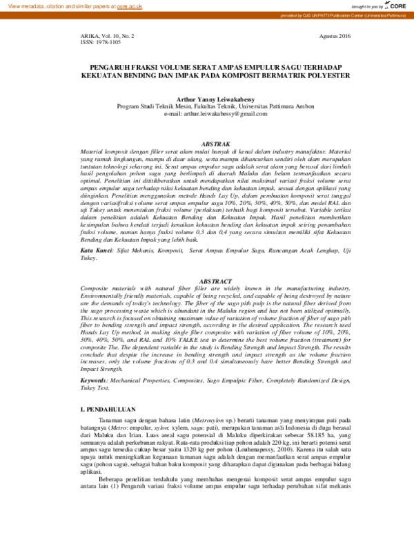(PDF) Pengaruh Fraksi Volume Serat Ampas Empulur Sagu Terhadap Kekuatan ...
