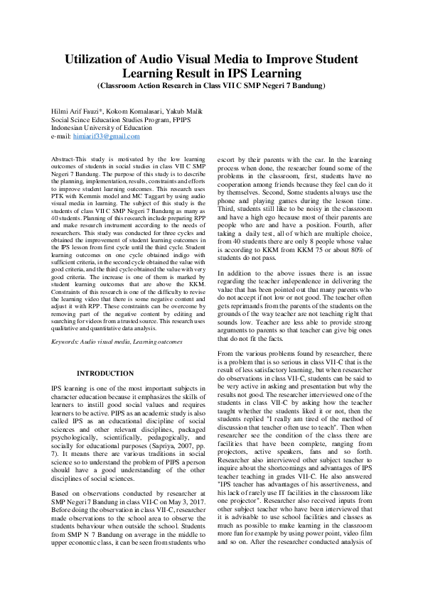 (PDF) Utilization of Audio Visual Media to Improve Student Learning ...