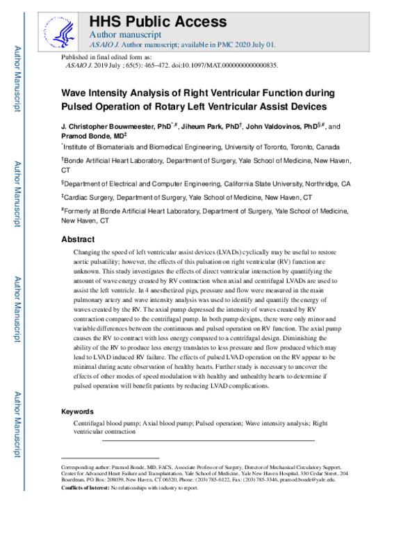 (PDF) Wave Intensity Analysis of Right Ventricular Function during ...