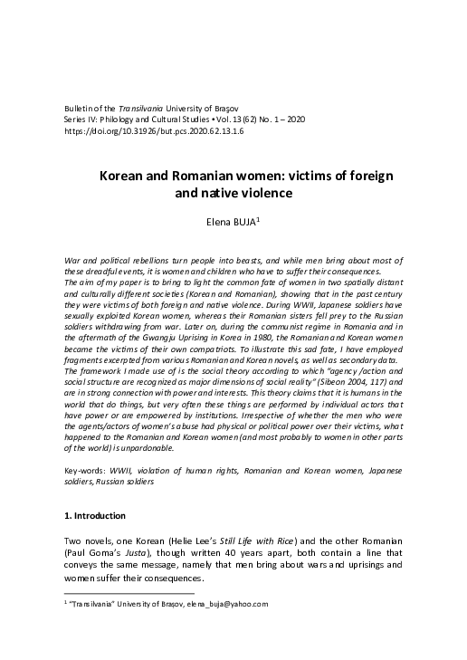 (PDF) Korean and Romanian women: victims of foreign and native violence