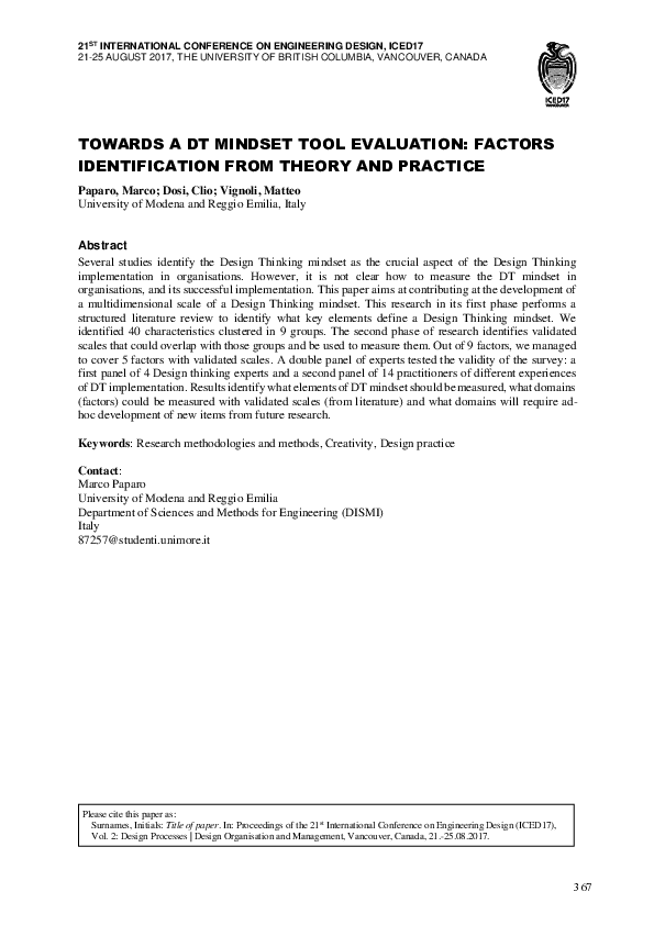 (PDF) Towards a DT mindset tool evaluation: factors identification from ...