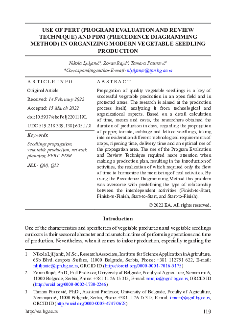 (PDF) Use of PERT (program evaluation and review technique) and PDM (precedence diagramming ...