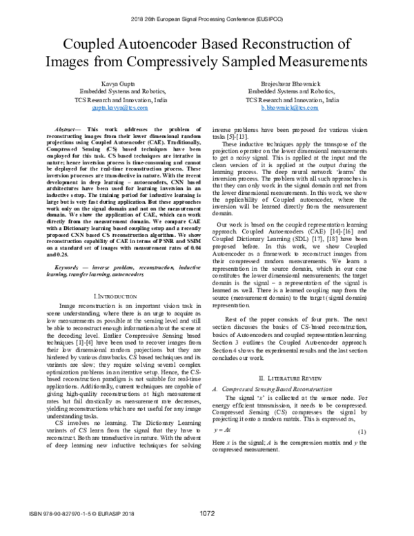 (PDF) Coupled Autoencoder Based Reconstruction of Images from Compressively Sampled Measurements