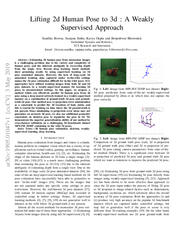 (PDF) Lifting 2d Human Pose to 3d : A Weakly Supervised Approach | Kavya Gupta - Academia.edu