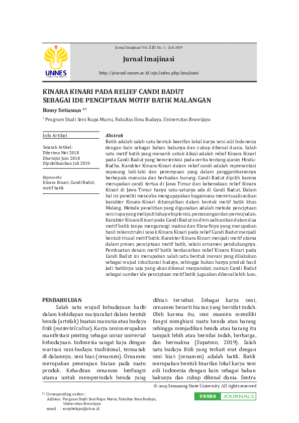 (PDF) Kinara Kinari Pada Relief Candi Badut Sebagai Ide Penciptaan ...
