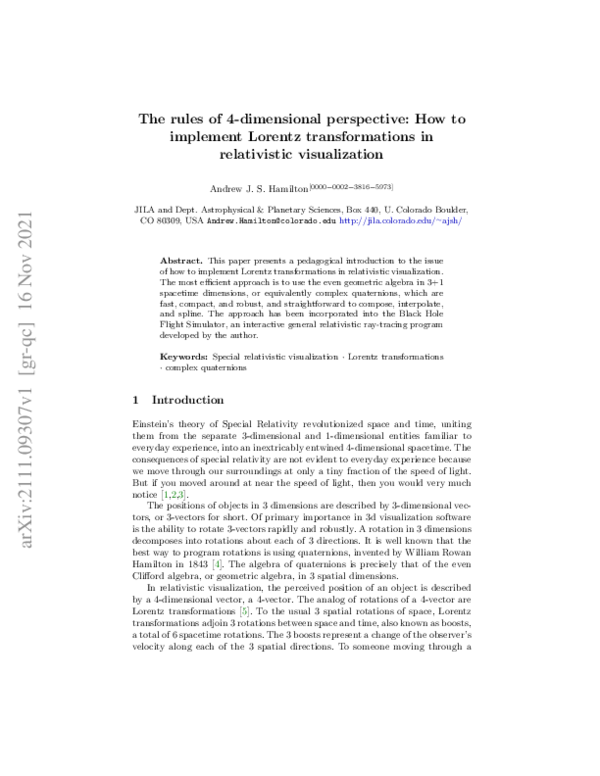 (PDF) The Rules of 4-Dimensional Perspective: How to Implement Lorentz ...