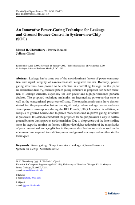 (PDF) An Innovative Power-Gating Technique for Leakage and Ground ...