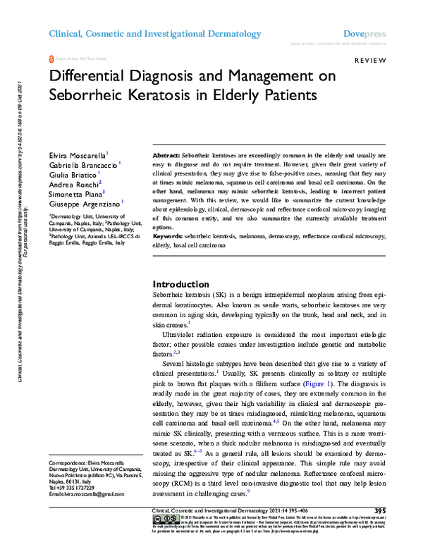 Pdf Differential Diagnosis And Management On Seborrheic Keratosis In 9429