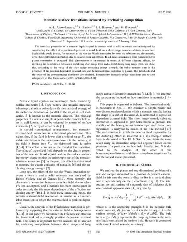 (PDF) Nematic surface transitions induced by anchoring competition