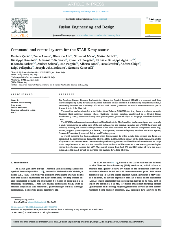 (PDF) Command and control system for the STAR X-ray source