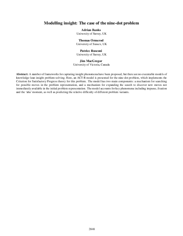 (PDF) Modelling insight: The case of the nine-dot problem