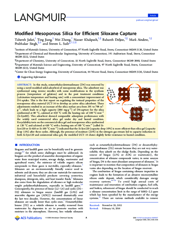 (PDF) Modified Mesoporous Silica for Efficient Siloxane Capture