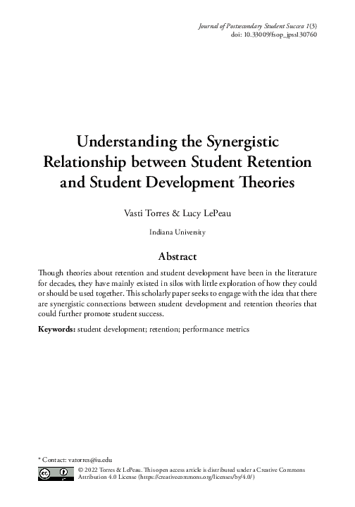 (PDF) Understanding the Synergistic Relationship between Student Retention and Student ...