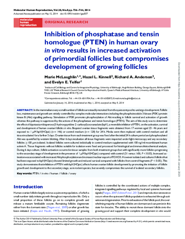 (PDF) Inhibition of phosphatase and tensin homologue (PTEN) in human ...