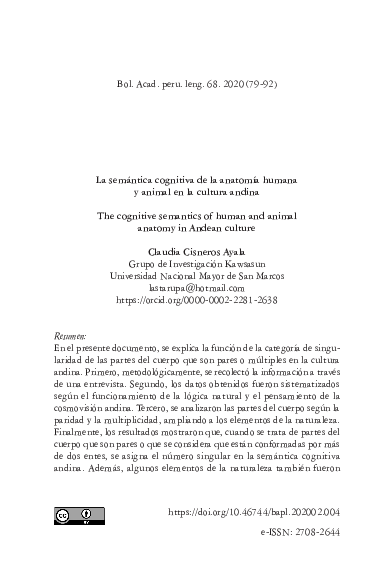 (PDF) La semántica cognitiva de la anatomía humana y animal en la ...
